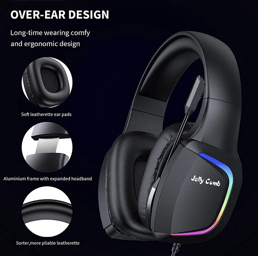 Игровая гарнитура Jelly Comb проводная с микрофоном , rgb подсветка (ID ...