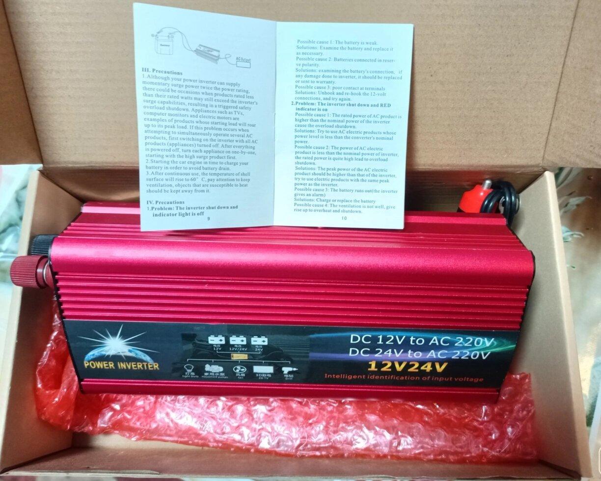 Інвертор (перетворювач напруги) SRD-YT0031224, пікова потужність 1500 ВА, DC/AC 12/24В-220В, USB ...