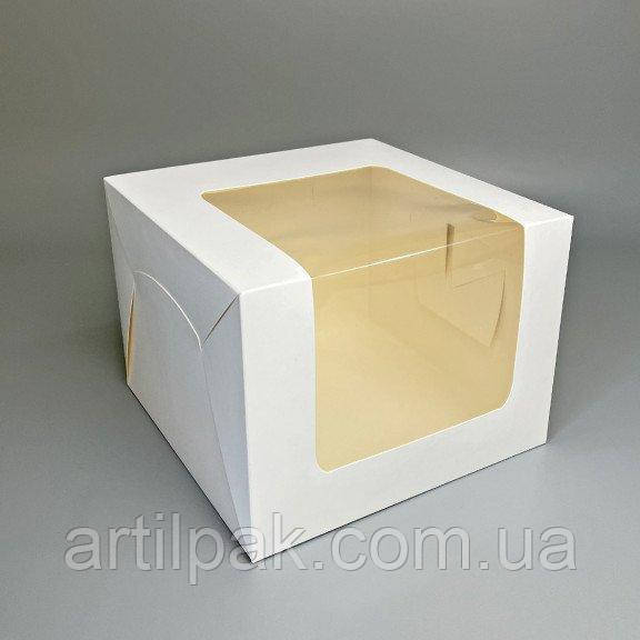 Коробка для торта, пирога, пирожных и чизкейка c окном Белая 200*200 ...