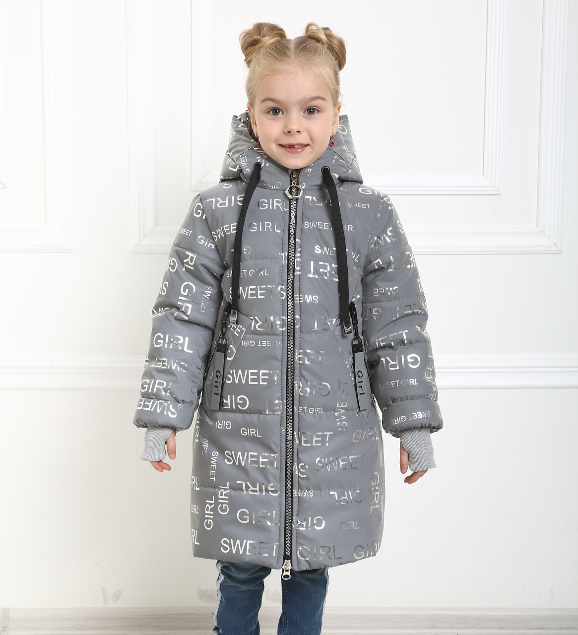 Зимове Пальто на Дівчинку Довге Тепле Пуховик Зимова Світловідбивна ...