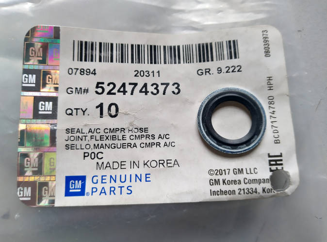 Уплотнительное кольцо трубки кондиционера GENERAL MOTORS 52474373 ...
