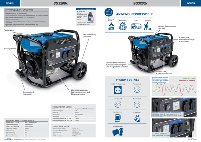 Бензиновый генератор Scheppach SG3200x (2,8KW 230V) произв.Германия ...