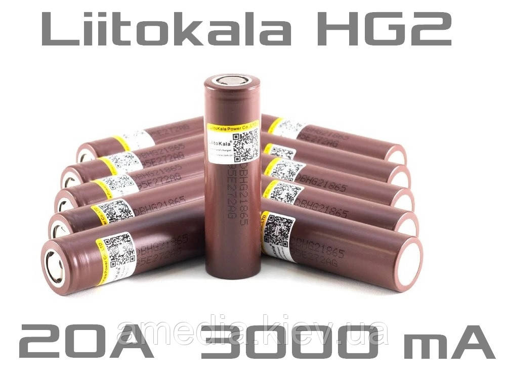 Акумулятор 18650 високотоковий LiitoKala HG2 18650 3000 mAh 20A Li-Ion ...