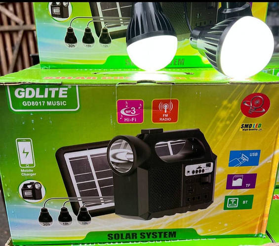 Фонарик радио на солнечной батарее походный переносной GDLite-8017 Music, система автономного ...