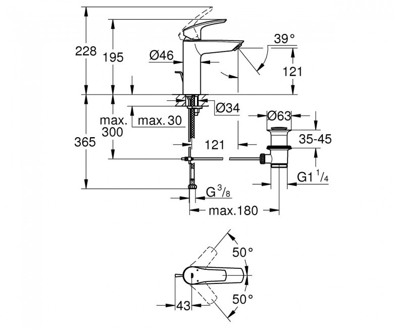 Купить Смеситель для умывальника M-Size Eurosmart New (23322003) Grohe ...