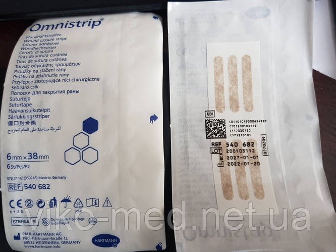 Пластирний шкірний шов Омні-Стріп (Omnistrip) 6 x 38 мм, 6 смужок, ціна ...