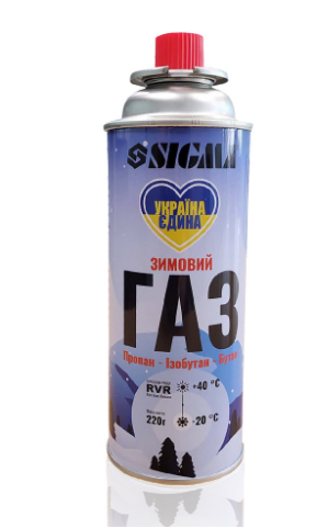 Газовый баллон SIGMA зимний 220г RVR Корея (упаковка 4 шт., коробка 28 ...