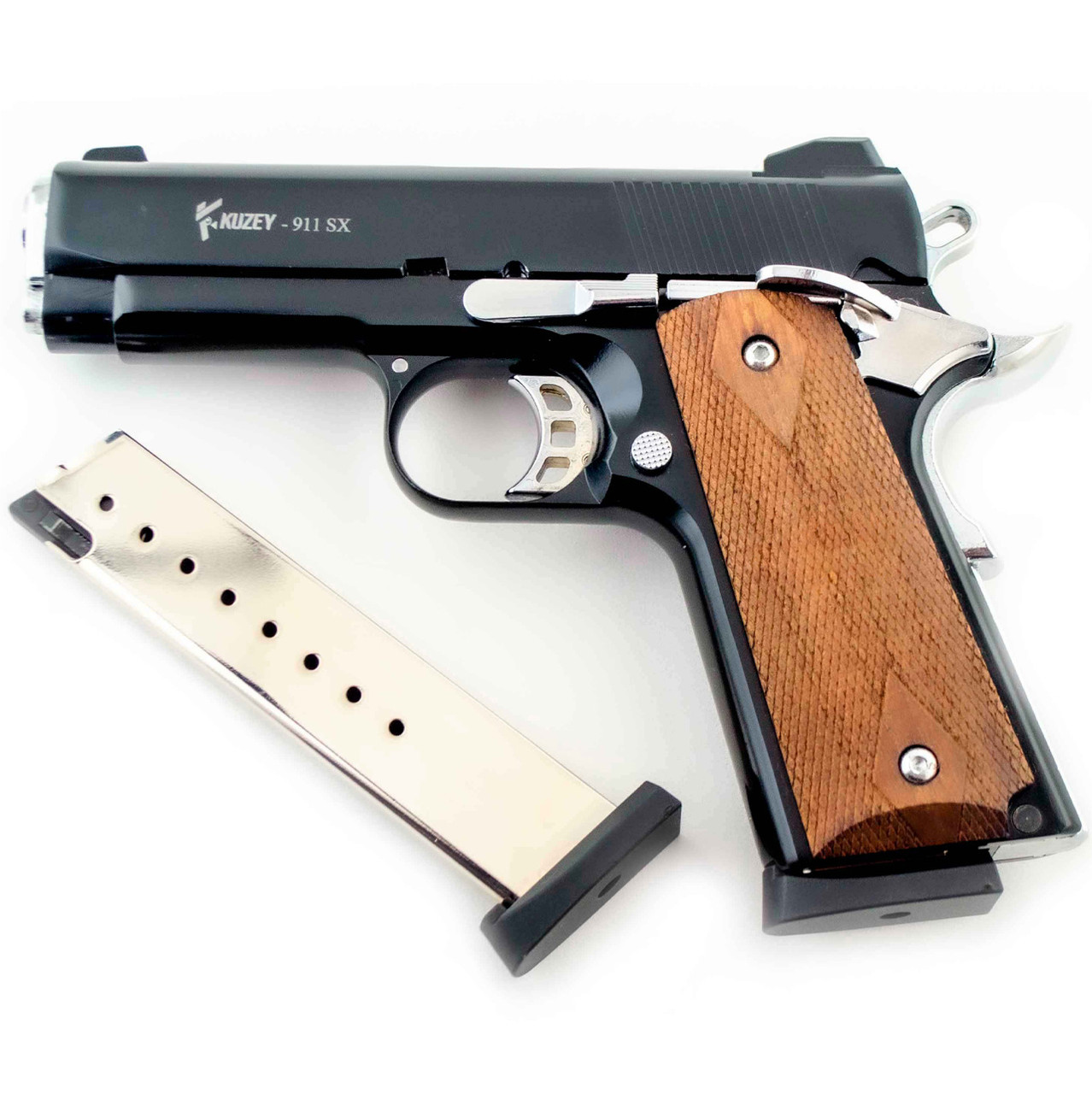 Пистолет сигнальный стартовый KUZEY 911 SX #1, 9+1/9 mm Black/Brown ...