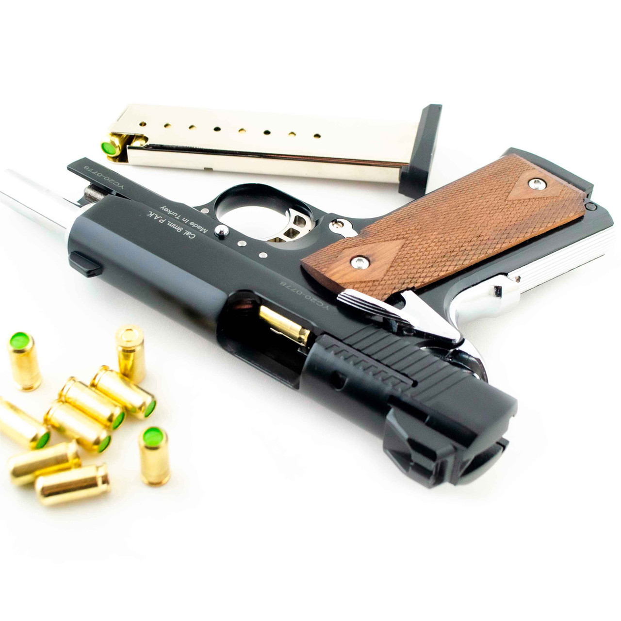 Пистолет сигнальный стартовый KUZEY 911 SX #1, 9+1/9 mm Black/Brown ...