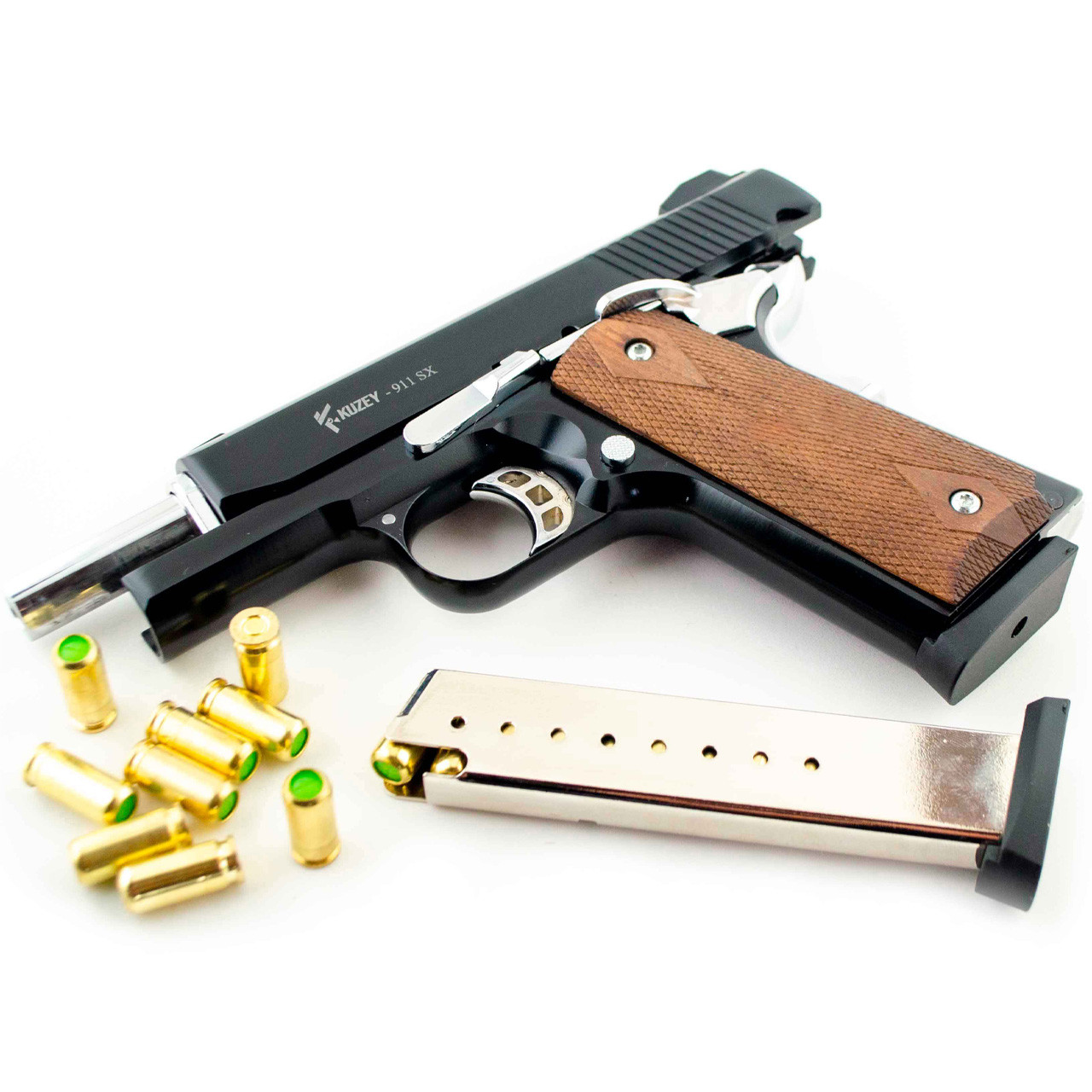 Пистолет сигнальный стартовый KUZEY 911 SX #1, 9+1/9 mm Black/Brown ...