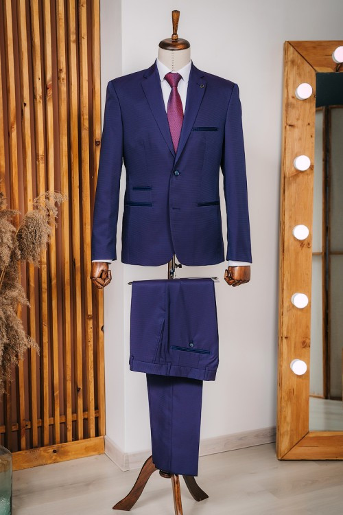 Мужской Деловой Классический Костюм Двойка Фиолетовый Пиджак и Брюки ...