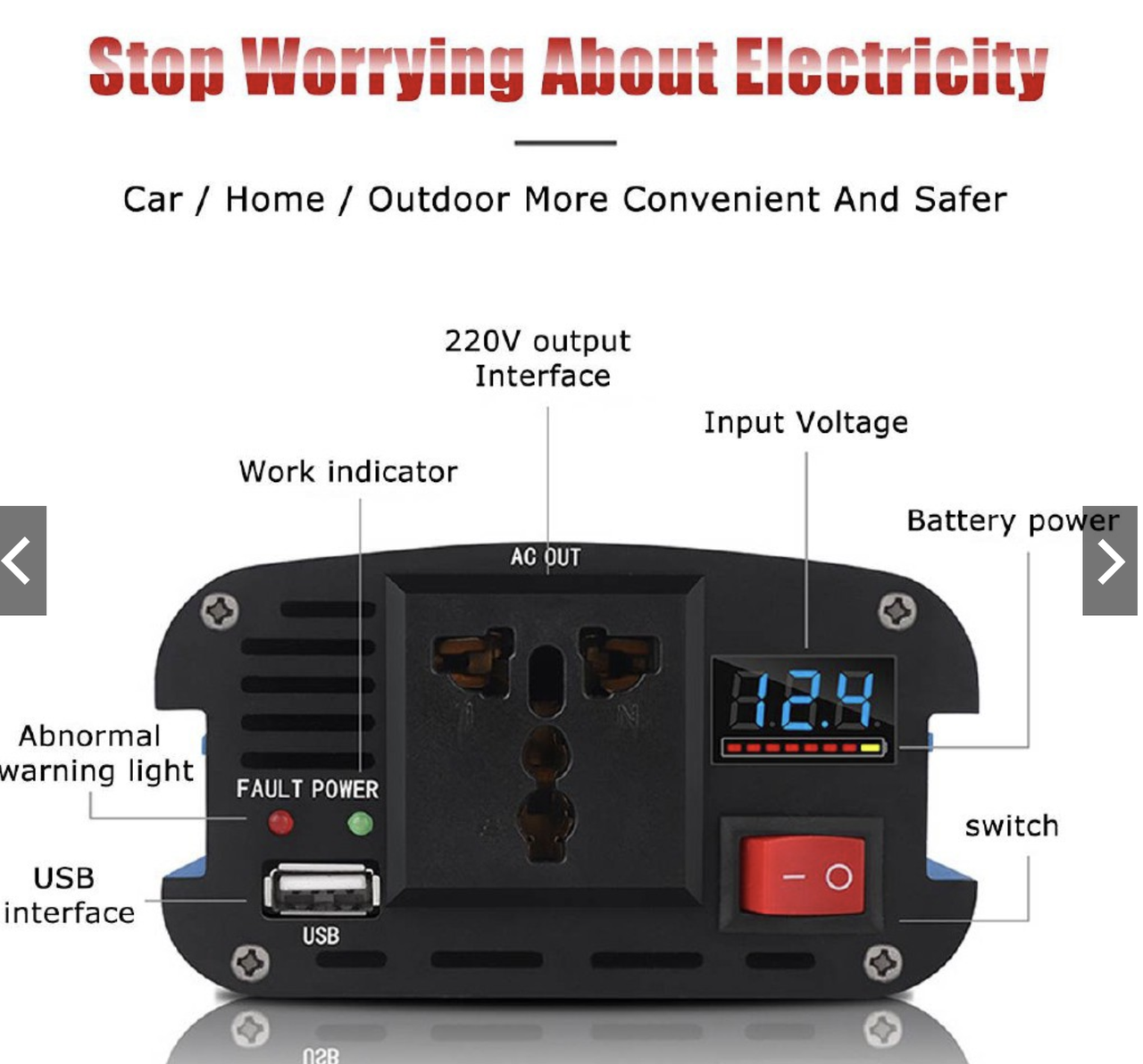 Інвертор перетворювач автомобільний Power Inverter KME 12v-220v SSK ...