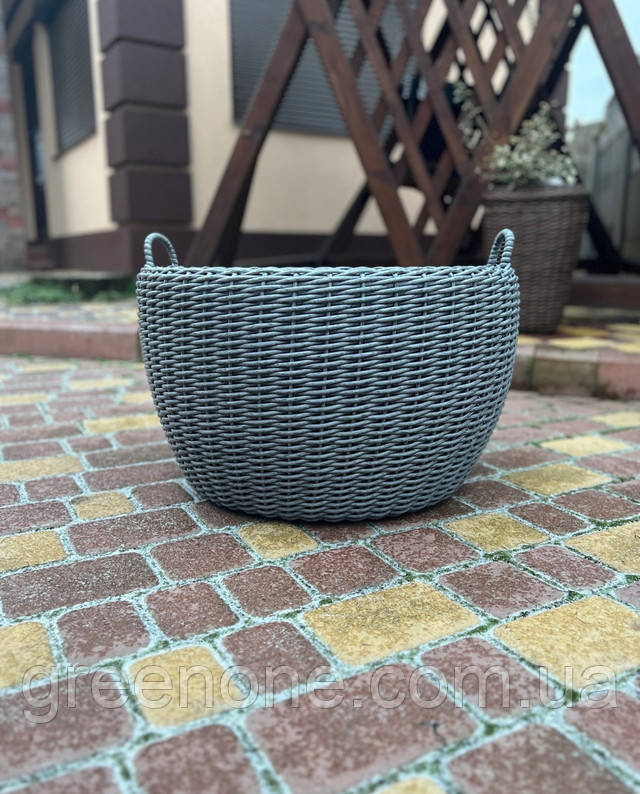 Купити Великий кошик для дров дровник плетений з металевими ручками зі штучного ротанга ручної
