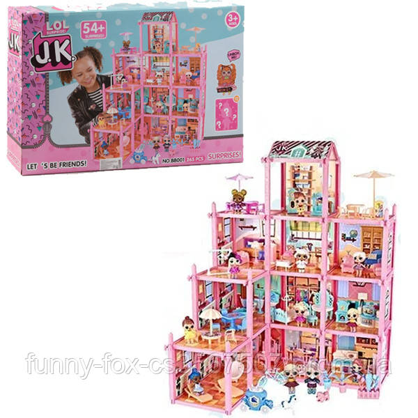 Домик для Маленьких Кукол-сюрприз (4 Этажа, 82х57 См, 12 Кукол Аналог ...
