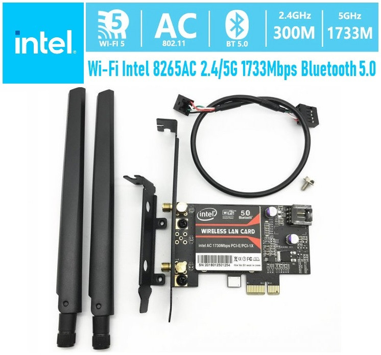 Купить Сетевая карта Wi-Fi Intel 8265AC 2.4/5G 867Mbps Bluetooth 4.2 ...
