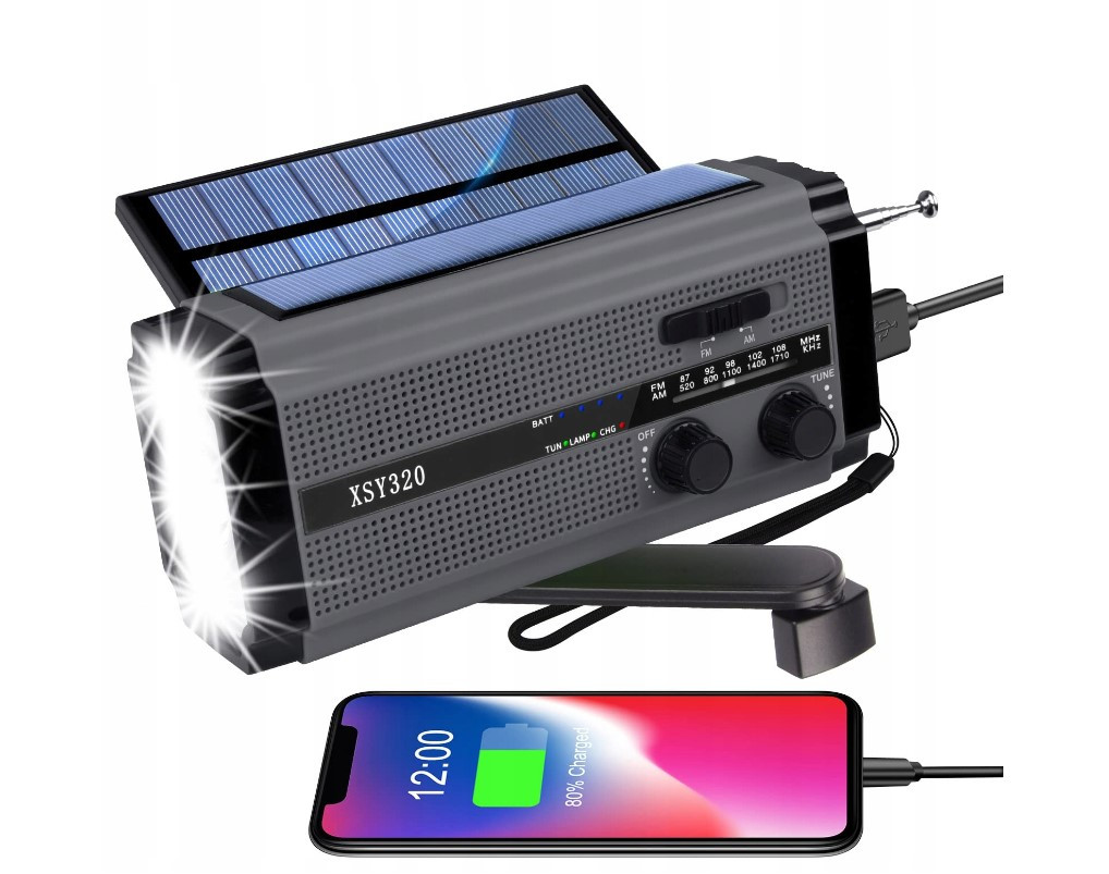 Радио Power Bank 5000 МАч с Солнечной Батареей и Светодиодным Фонариком ...