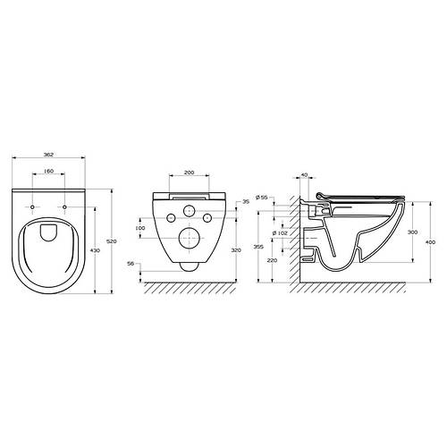 Купить Чаша унітаза Hebe Rimless з сидінням Slim ( A34H136000 ...