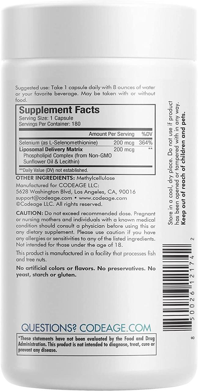CodeAge Liposomal Selenium / Селенометіонін (Селен) ліпосомальний 180 капсул: купити БАДи, ціна ...