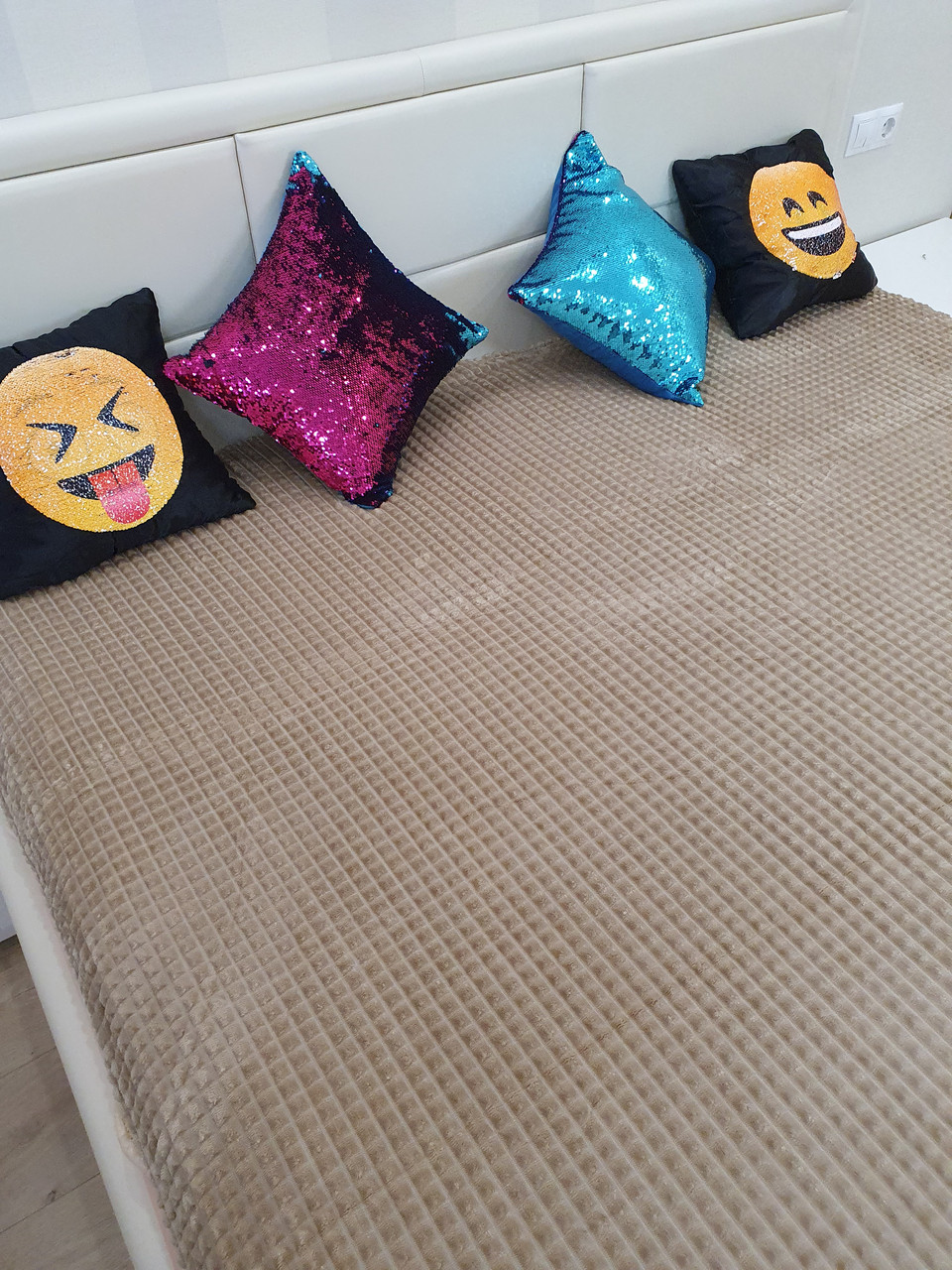 Бежевый Плед-покрывало Бамбуковый. Двуспальные Пледы на Кровать ...