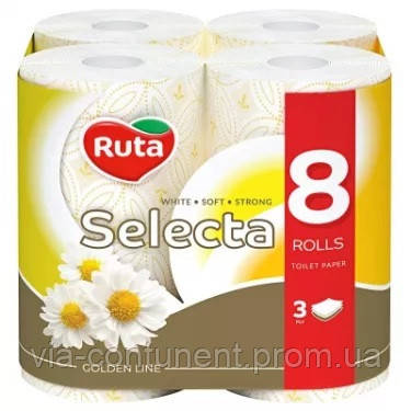 Туалетная бумага Ruta Selecta Camomile 3 слоя 8 рулонов (ID#2545497829), цена: 135 ₴, купить на ...