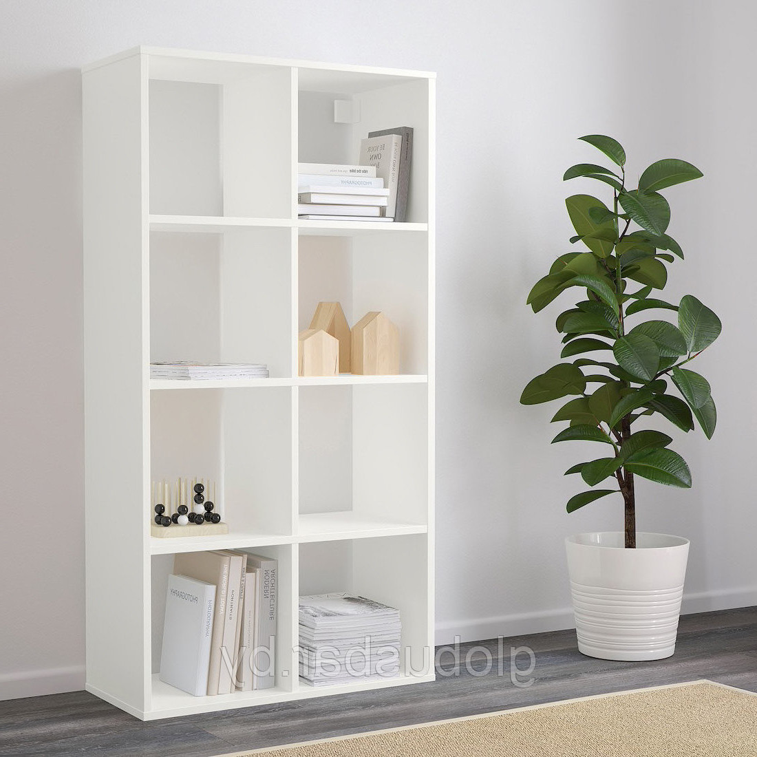 Стеллаж на 8 ячеек для книг элементов декора и других вещей в гостиную спальню кабинет офис