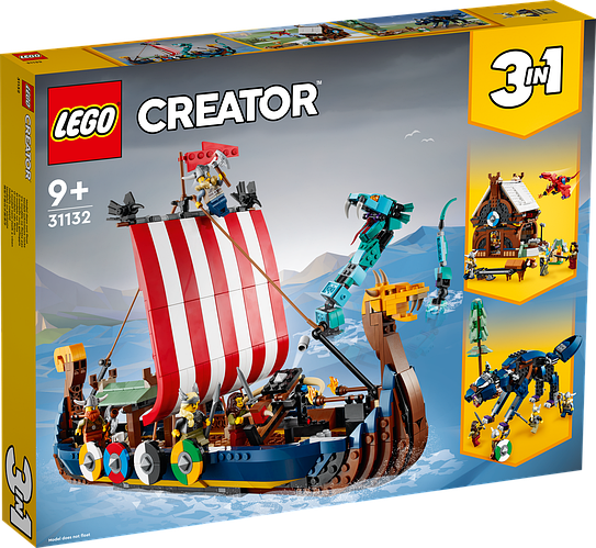 LEGO ЛЕГО Creator 3-in-1 Корабель вікінгів і Мідгардський змій 1 31132 ...