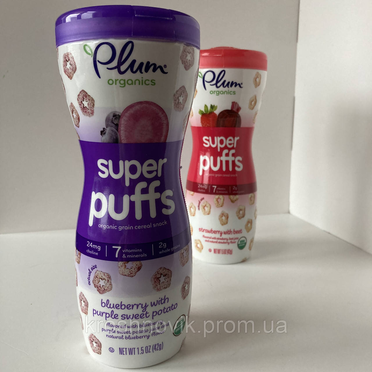 Super puffs, органічні овочі, фруктово-зернові снеки чорниця-фіолетова ...