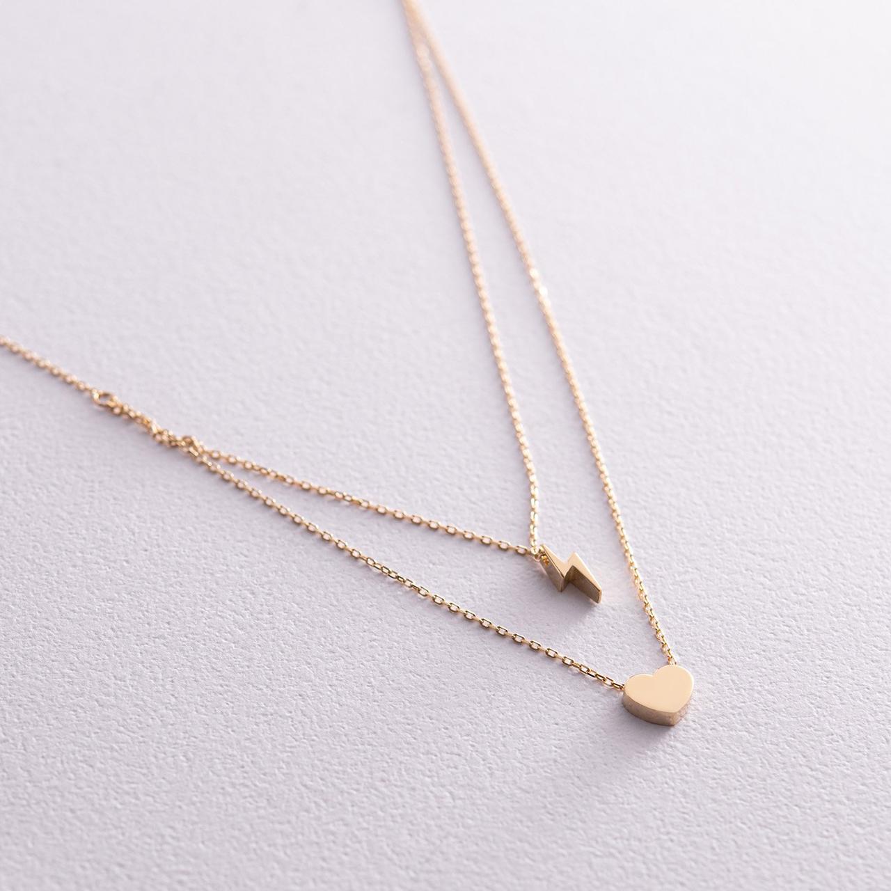 Двойное Золотое Колье Молния и Сердечко Кол02311 Оникс 45 — Купить ...