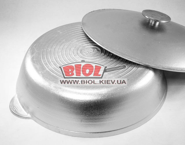 Сковорода алюминиевая 36см ровное дно, 2 алюминиевые ручки, крышка БИОЛ ...