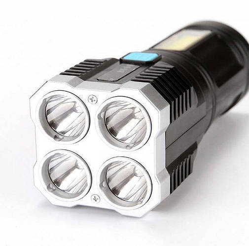 Ліхтар ручний X509/L-S03-4LED 3030+COB з/в USB-micro,Чорний, ABS пластик (код: X509), ціна 535 ...