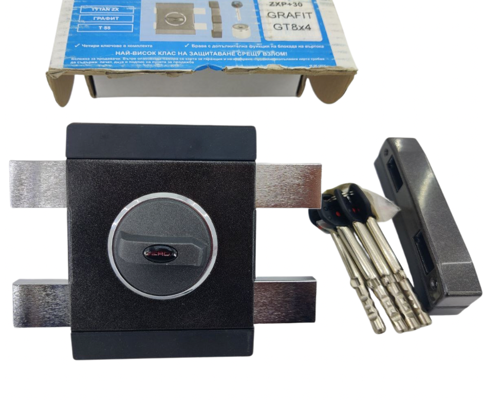 Замок накладной Gerda Tytan ZX GT8 с удлиненными ригелями графит ...