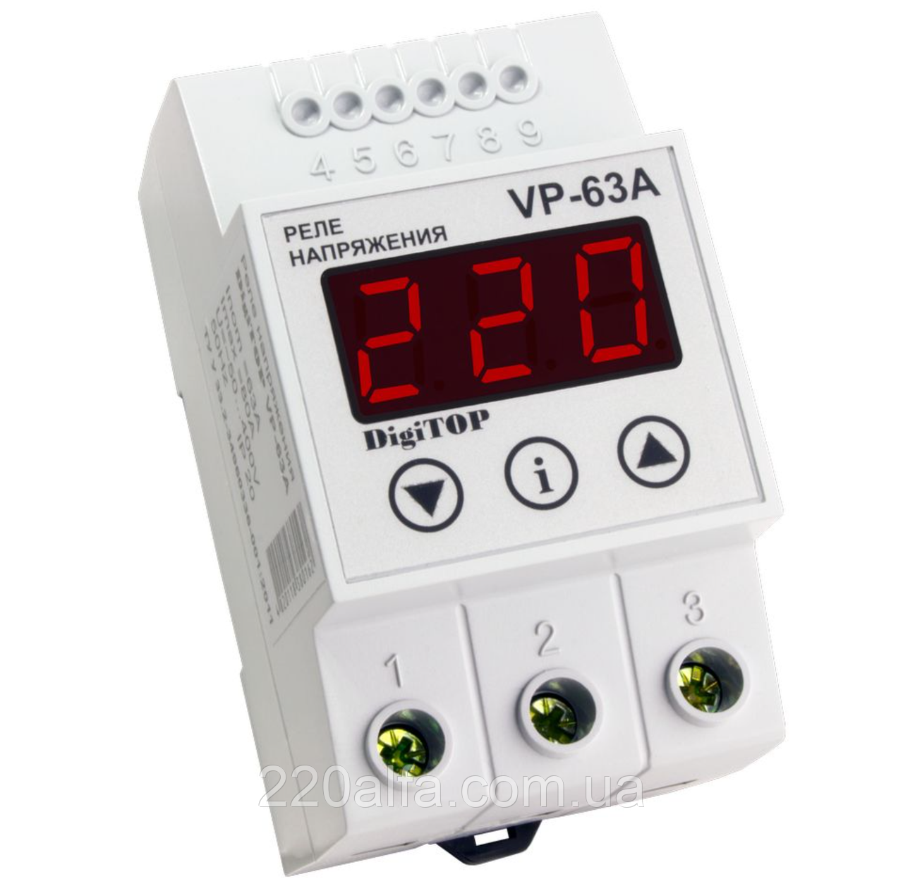 Реле напряжения DigiTop Vp-63A на DIN-рейку барьер 63А защита от перенапряжения - купить по ...