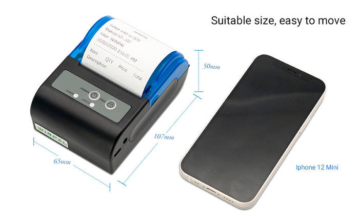 Купити Мобільний чековий термопринтер WINPAL WP-Q2B (USB+Bluetooth ...