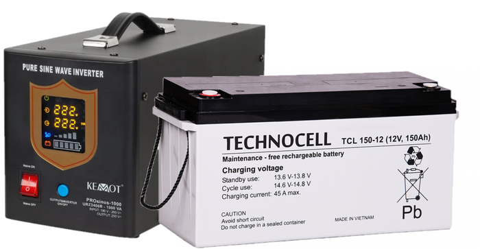 Комплект резервного живлення KEMOT PROsinus-1000 (700W) + мультигелева ...