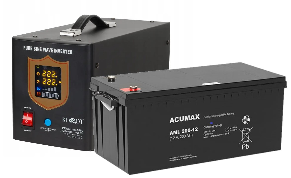 Комплект резервного живлення KEMOT PROsinus-1000 (700W) + мультигелева ...