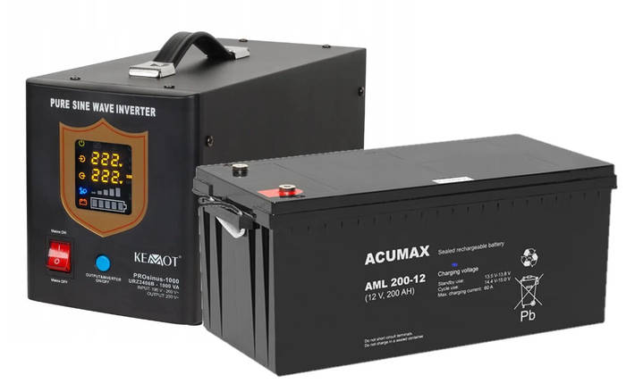 Комплект резервного живлення KEMOT PROsinus-1000 (700W) + мультигелева ...