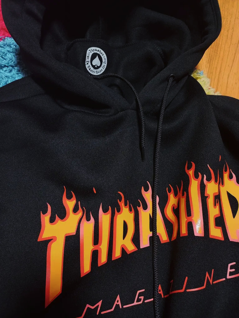 Купить Худи Thrasher Fire Flame черное унисекс толстовка Трешер Трэшэр ...