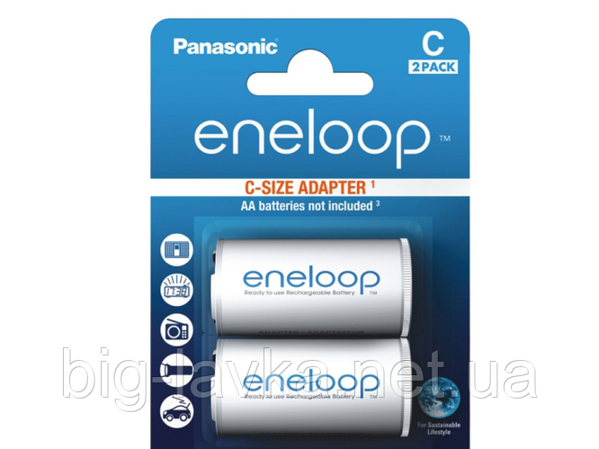 Купить Адаптер-переходник Panasonic Eneloop AA=>C, 2 шт/уп. (BQ-BS2E ...