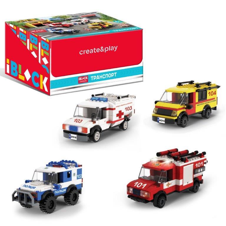 Конструктор IBLOCK ТРАНСПОРТ, 4в. 159-187дет, Інстр. на Укр, Наліпки, Р ...