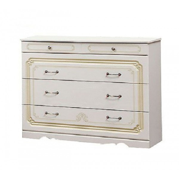 Комод в Спальню 3 Выдвижных Ящика Из ДСП и МДФ Луиза Белый с Патиной ...