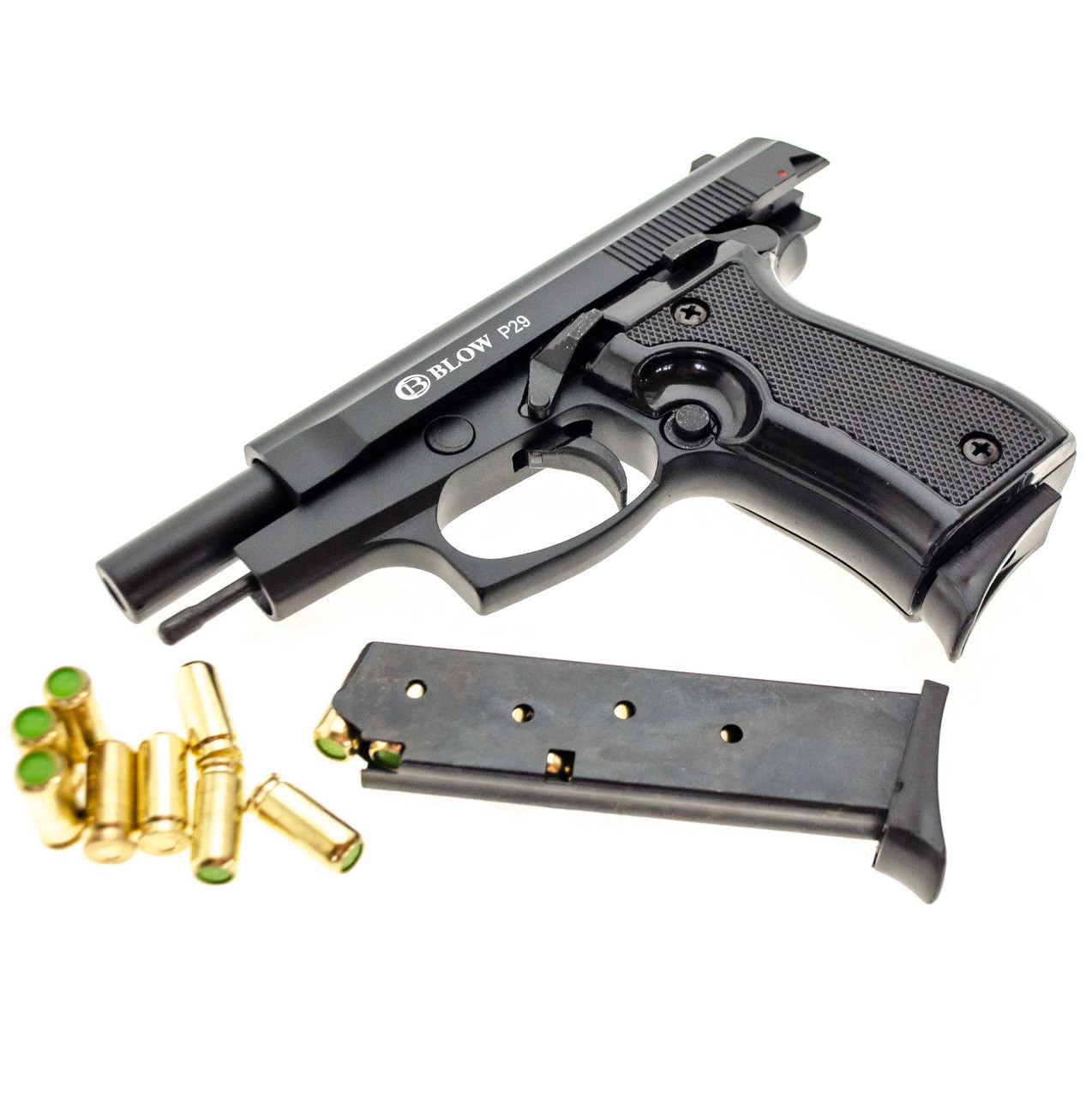 Пістолет сигнальний стартовий BLOW P29, 7+1/9 mm (Black/Black Grips ...