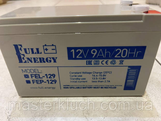 Акумулятор гелевий 12 В 9 А·год Full Energy FEL-129, ціна 1700 грн ...