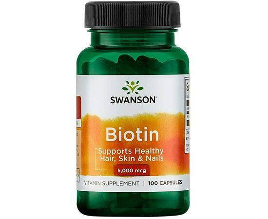 Купить Біотин, Swanson, Biotin 5000 мг, 100 капсул, цена 210 грн — Prom ...