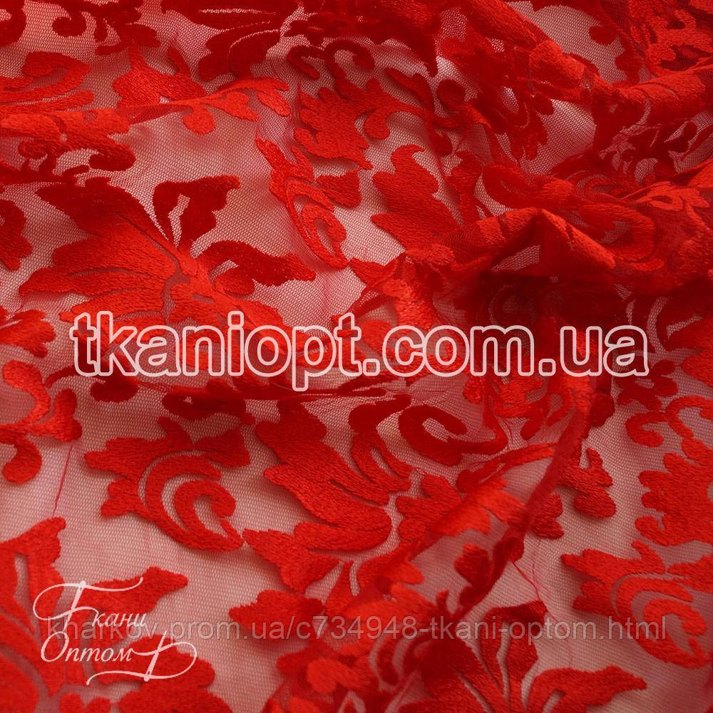 Ткань Гипюр вышивка (красный) (ID#1729736191), цена: 564 ₴, купить на ...
