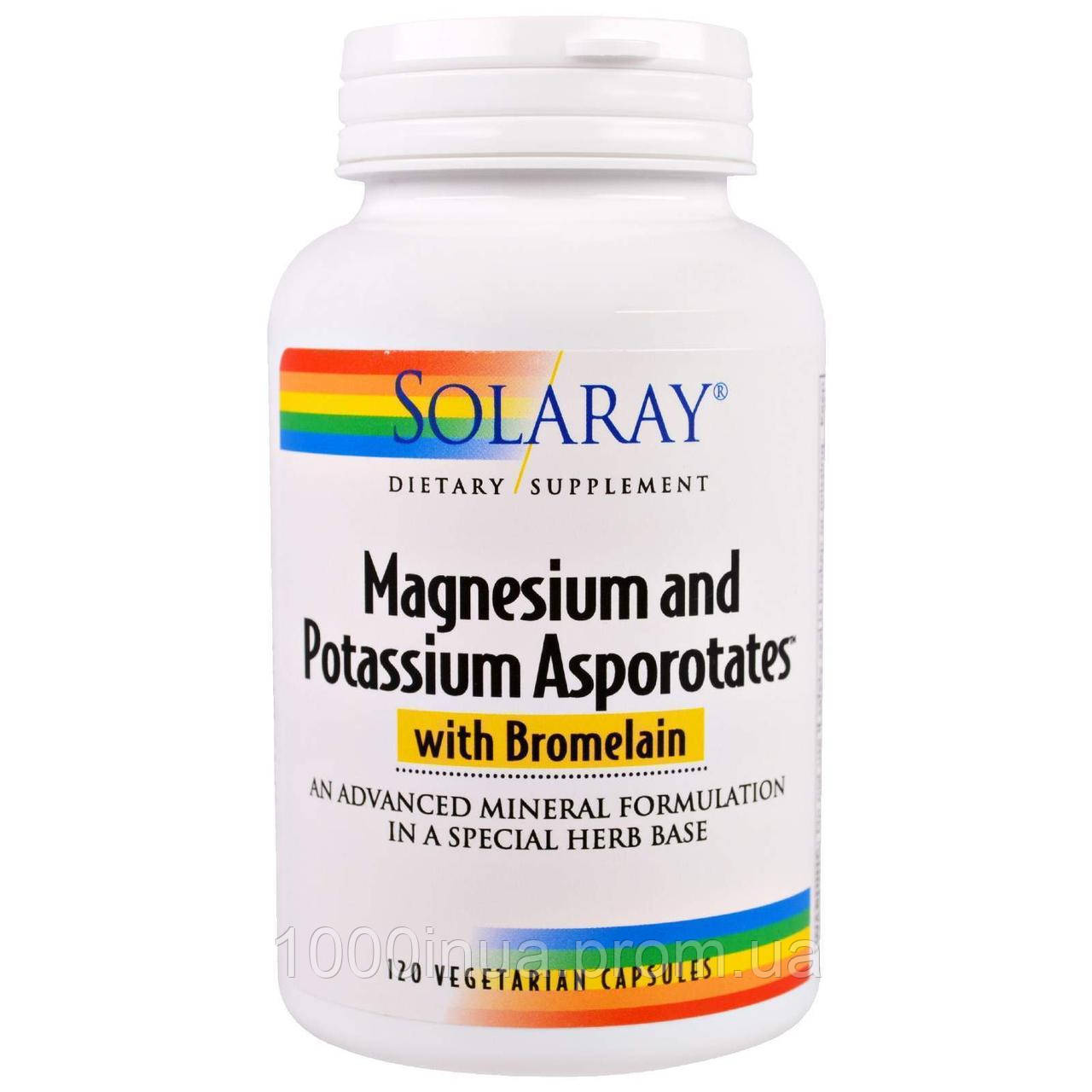 Магний и калий аспартат Magnesium and Potassium Solaray 120 капсул TS ...
