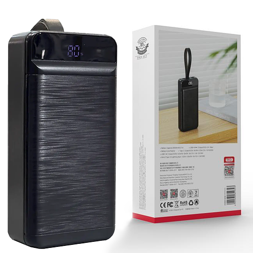 Большой повербанк с светильником 30000mAh 22.5W XO PR156 Digital Display 3USB+Type-C QC3.0 & PD3 ...