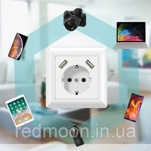 Купити Розетка з двома Usb портами 220В Біла Подарунок Міні Usb