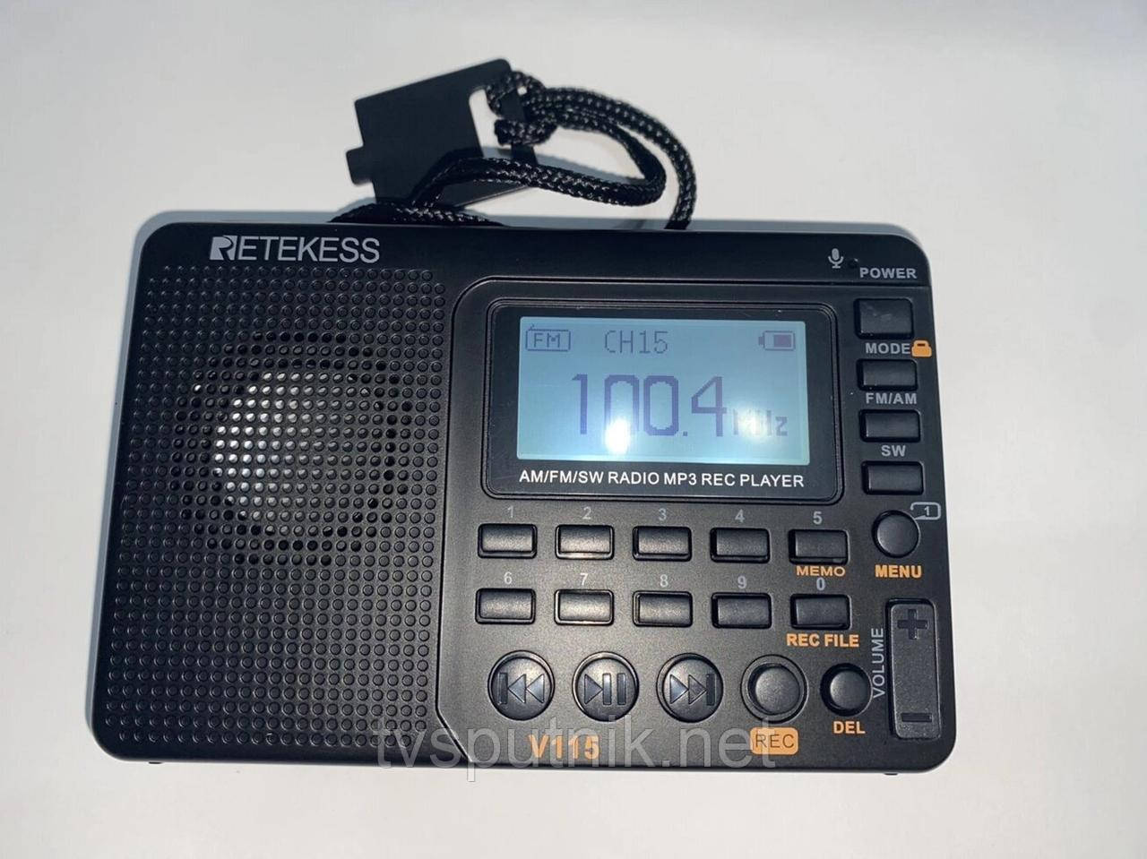 Радиоприемник Retekess V115 (FM/AM/SW MP3 плеер, цифровой, есть УКВ ...