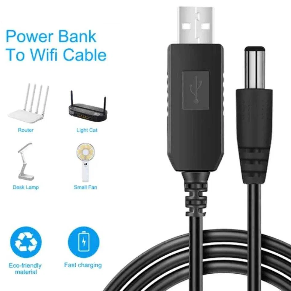 Кабель USB-DC для питания роутера от павербанка 12V 1м Черный, цена: 89 ...