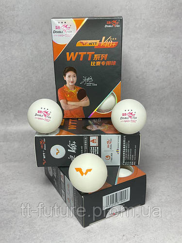 Мяч для настольного тенниса Double Fish WTT Series 3Star ABS V40+ (6 шт ...